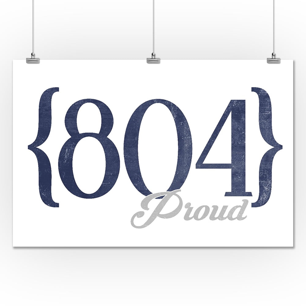 Richmond, Virginia - 804 Area Code (Blue) - Lantern Press Artwork ...