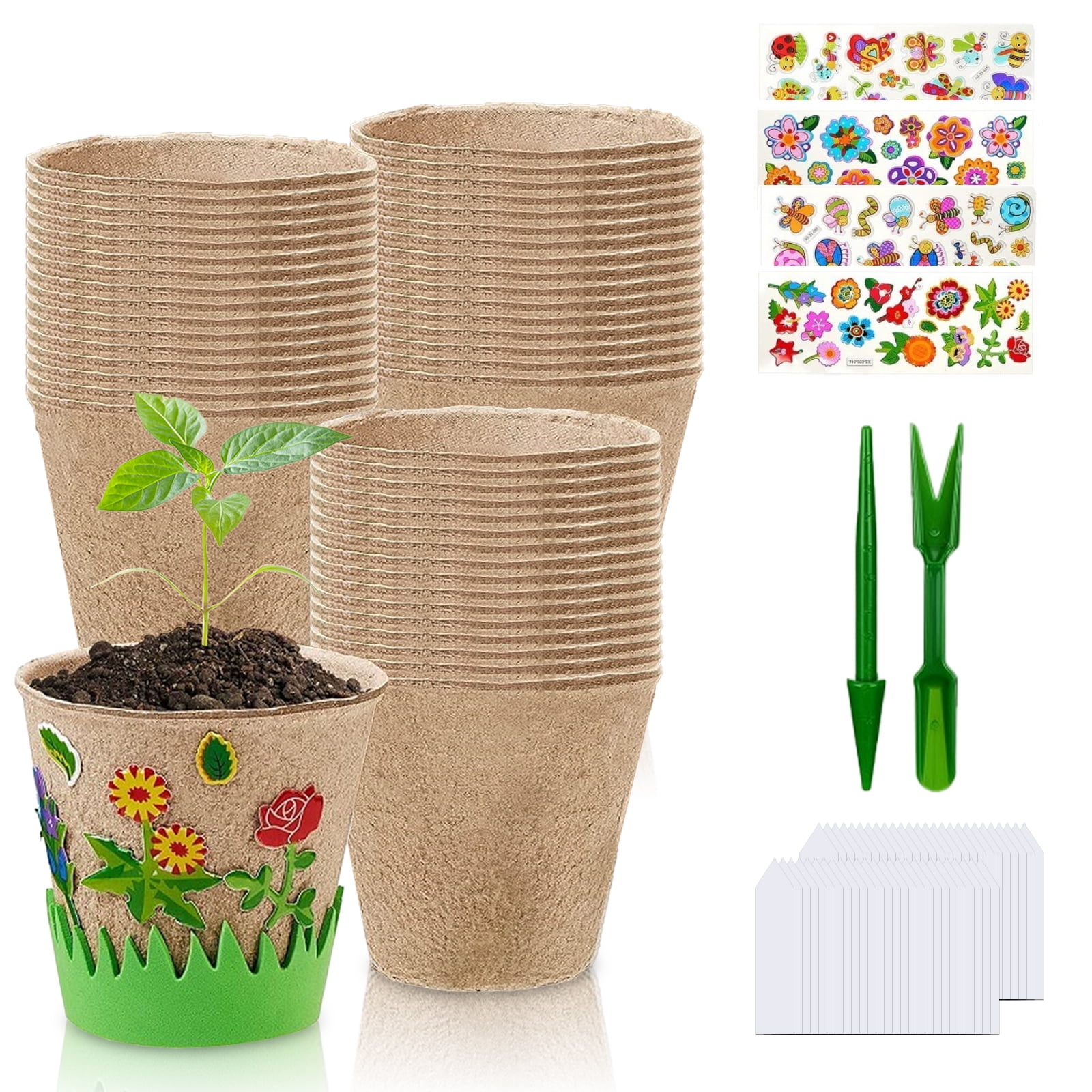 Richoose 50 Pcs 3.14 Inch DIY Peat Pots for Seedlings Set,Round ...