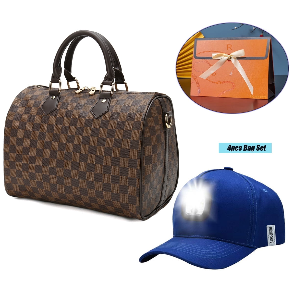 GOWELL Checkered Tote Women's Bags Shoulder Handbags With LED Baseball ...