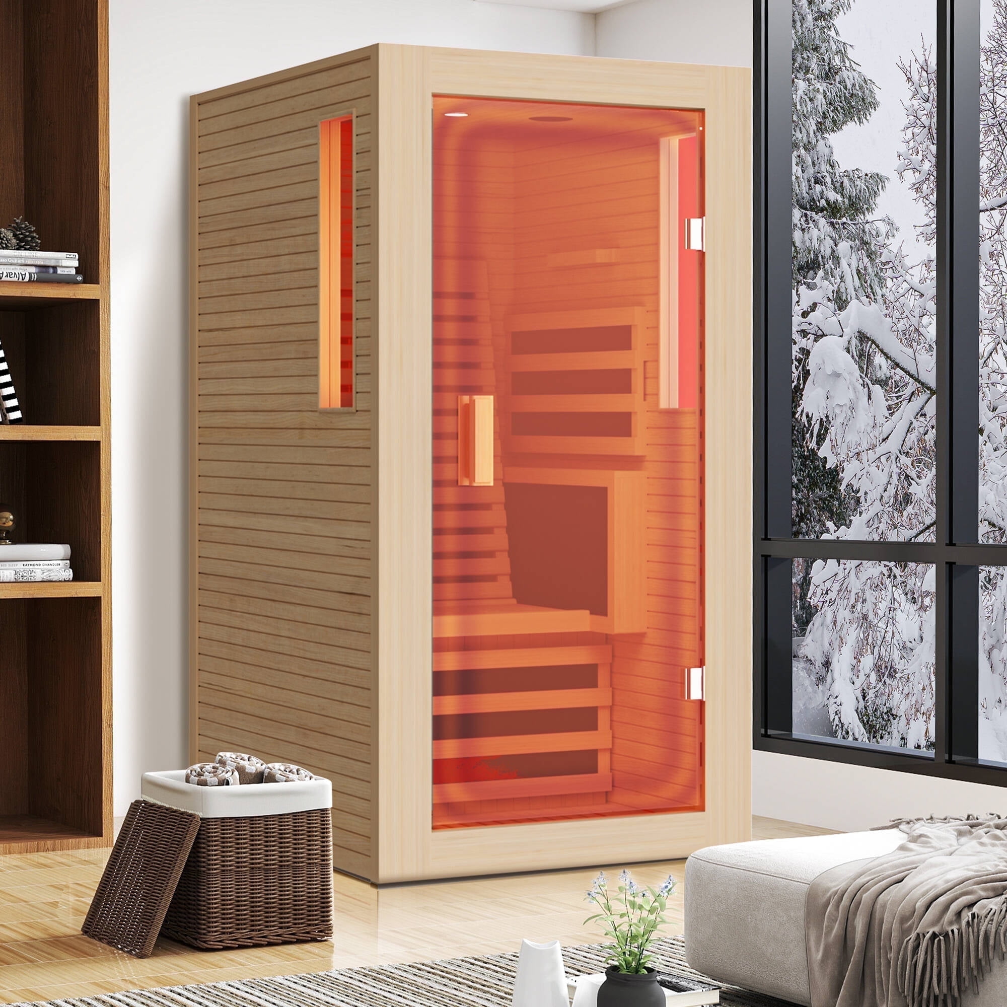 BNEHS 1 Person Infrared Sauna,Home Dry Sauna, Indoor Spa Room, 120V ...