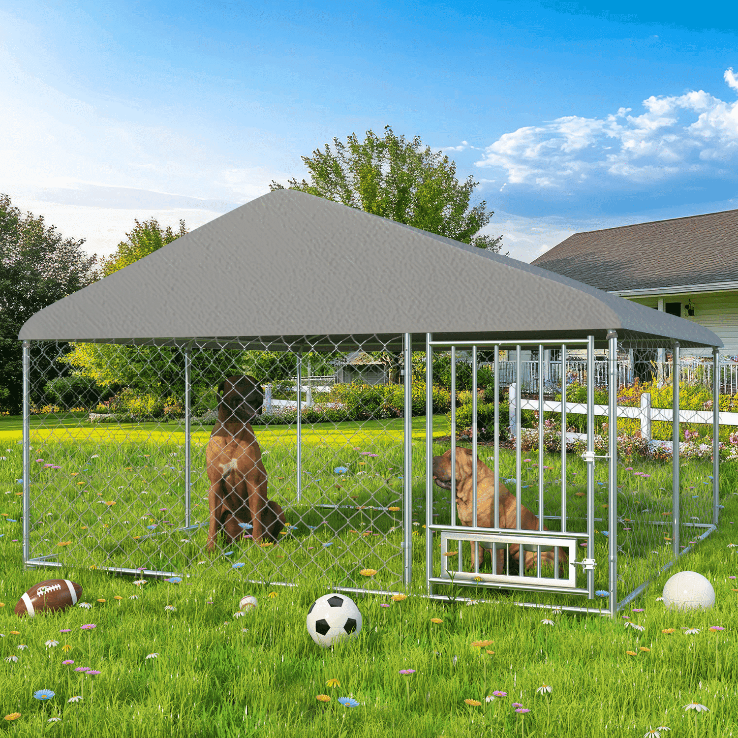 Richryce 10FT Dog Kennel Outdoor, Heavy Duty Large Dog Kennels with ...