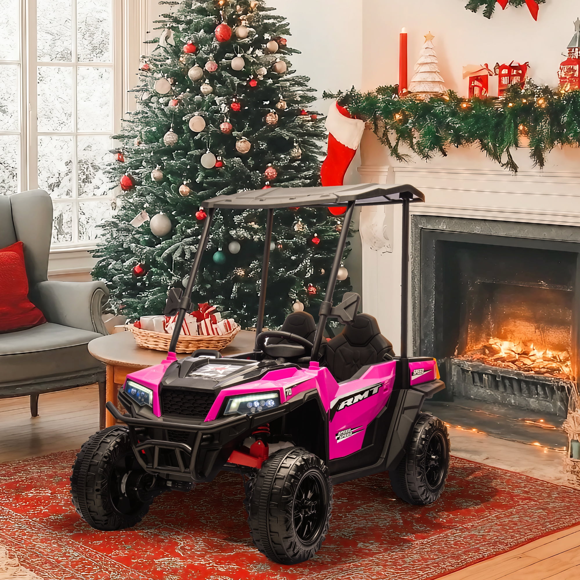 Richryce 24V Ride on Tractor, 4WD Powered Ride on UTV for kids, Kids ...