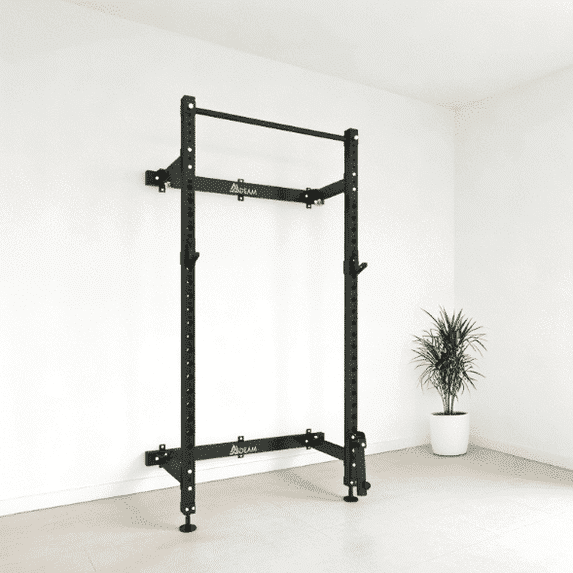 Richryce Foldable Wall-Mounted Power Rack: 2.36" Steel Squat Cage for ...
