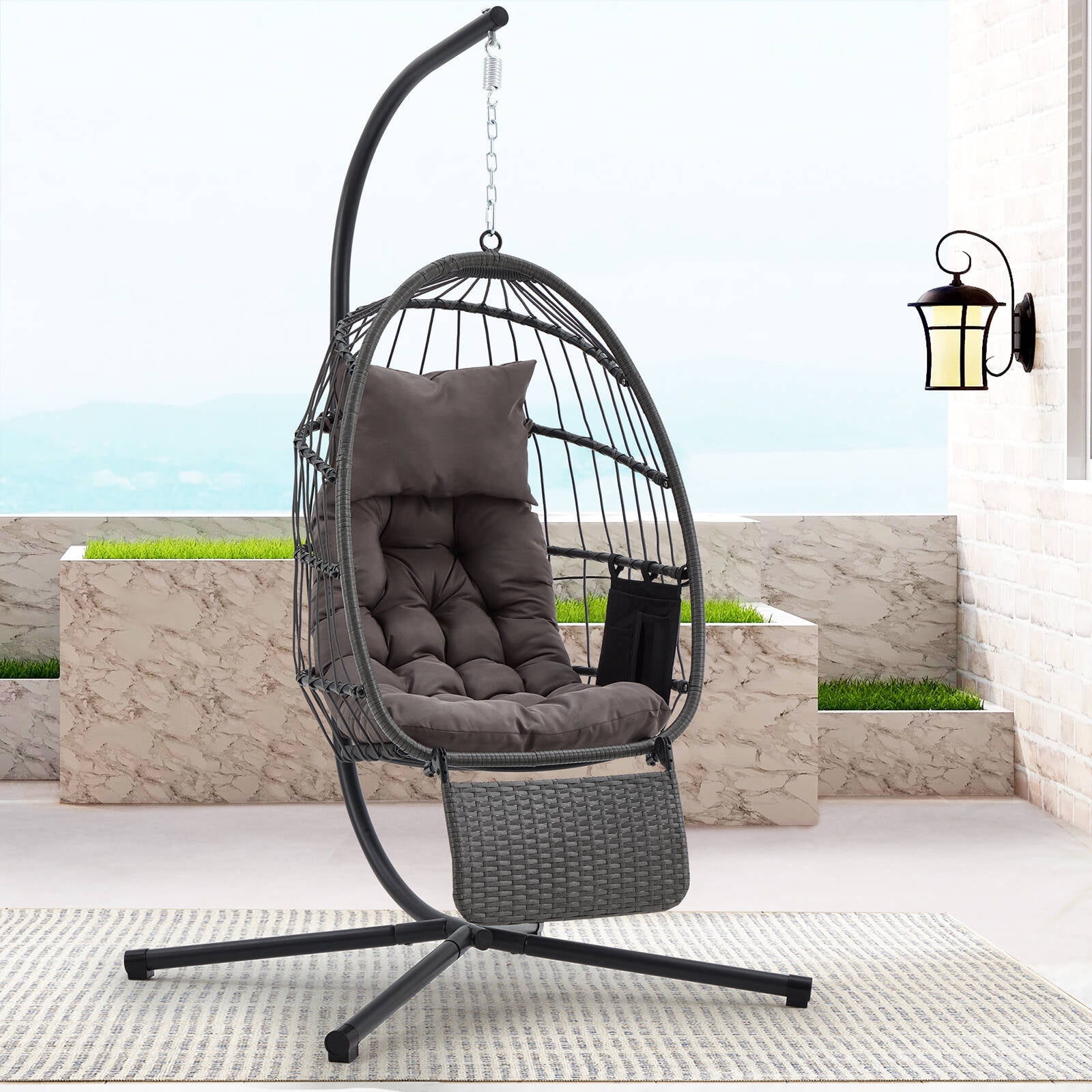Ranipobo Stripe Pattern Distinctive Cotton Canvas Hanging Rope Chair ...
