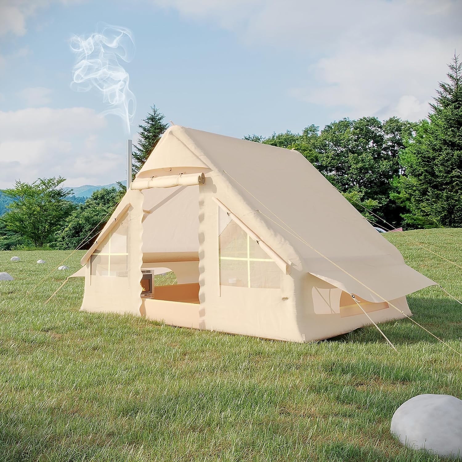 Richryce 4-6 Person Inflatable Tent, 4-Season, Waterproof, Windproof ...