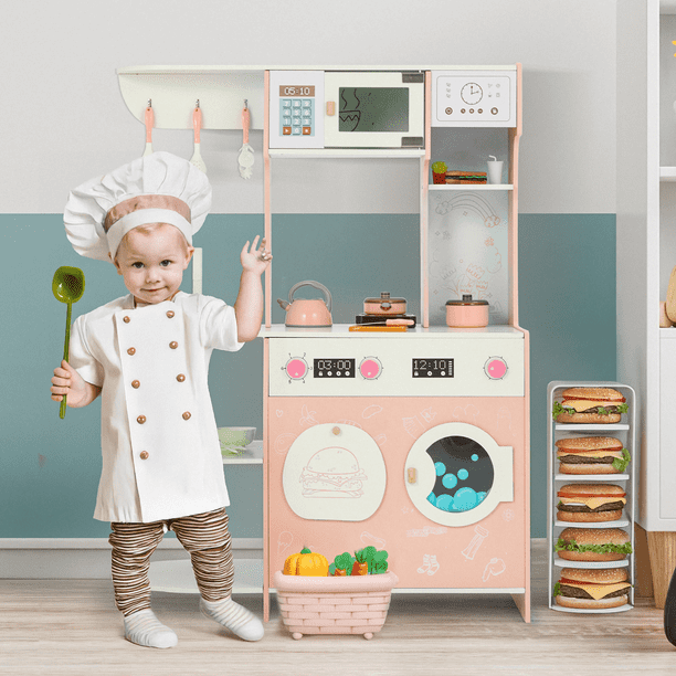 Richryce Wooden Kids Play Kitchen, Kitchen Playsets for Toddlers 3-10 ...