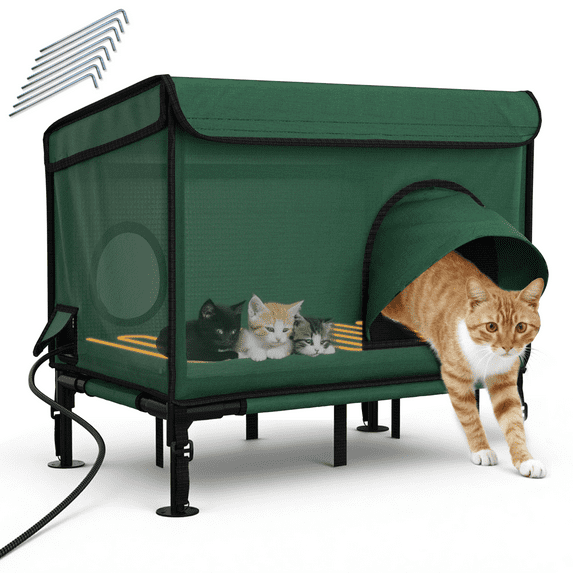 Richryce Large Heated Cat House: 3-in-1 Insulated Outdoor Shelter with ...