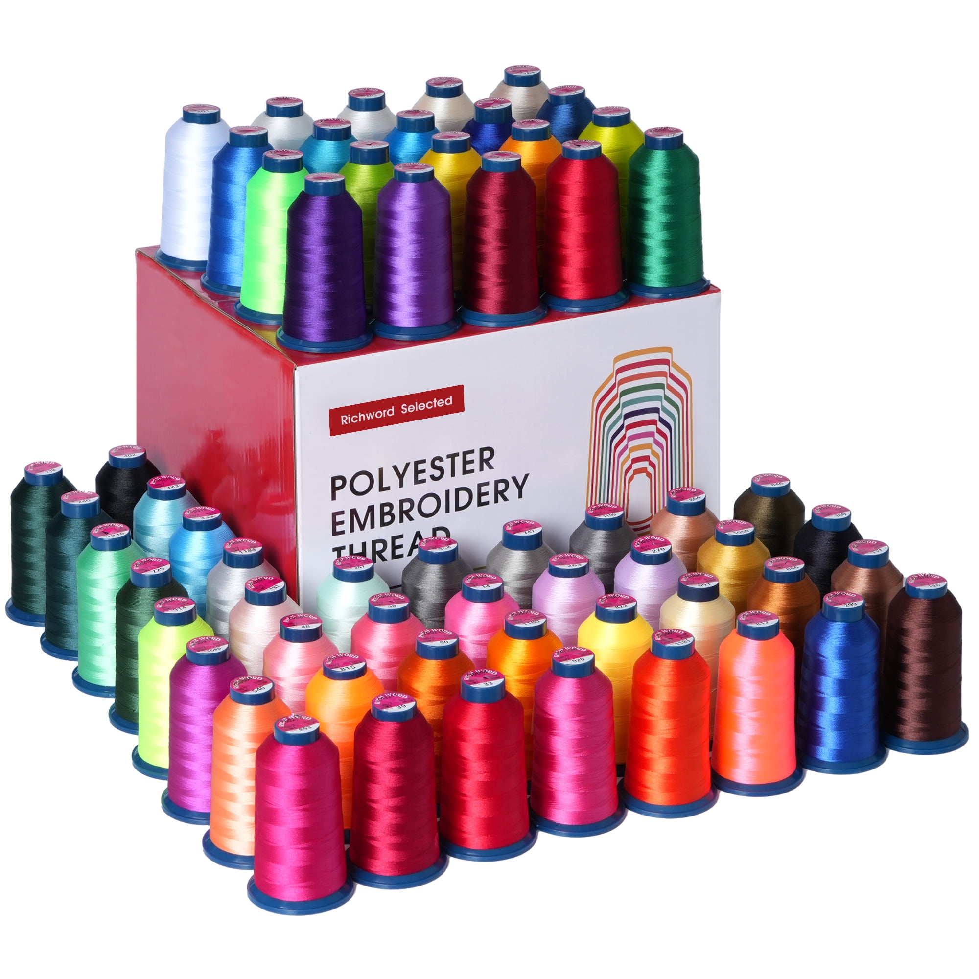 RICH WORD Embroidery Machine Thread 60 Colors 40WT (108D/2) Polyester ...