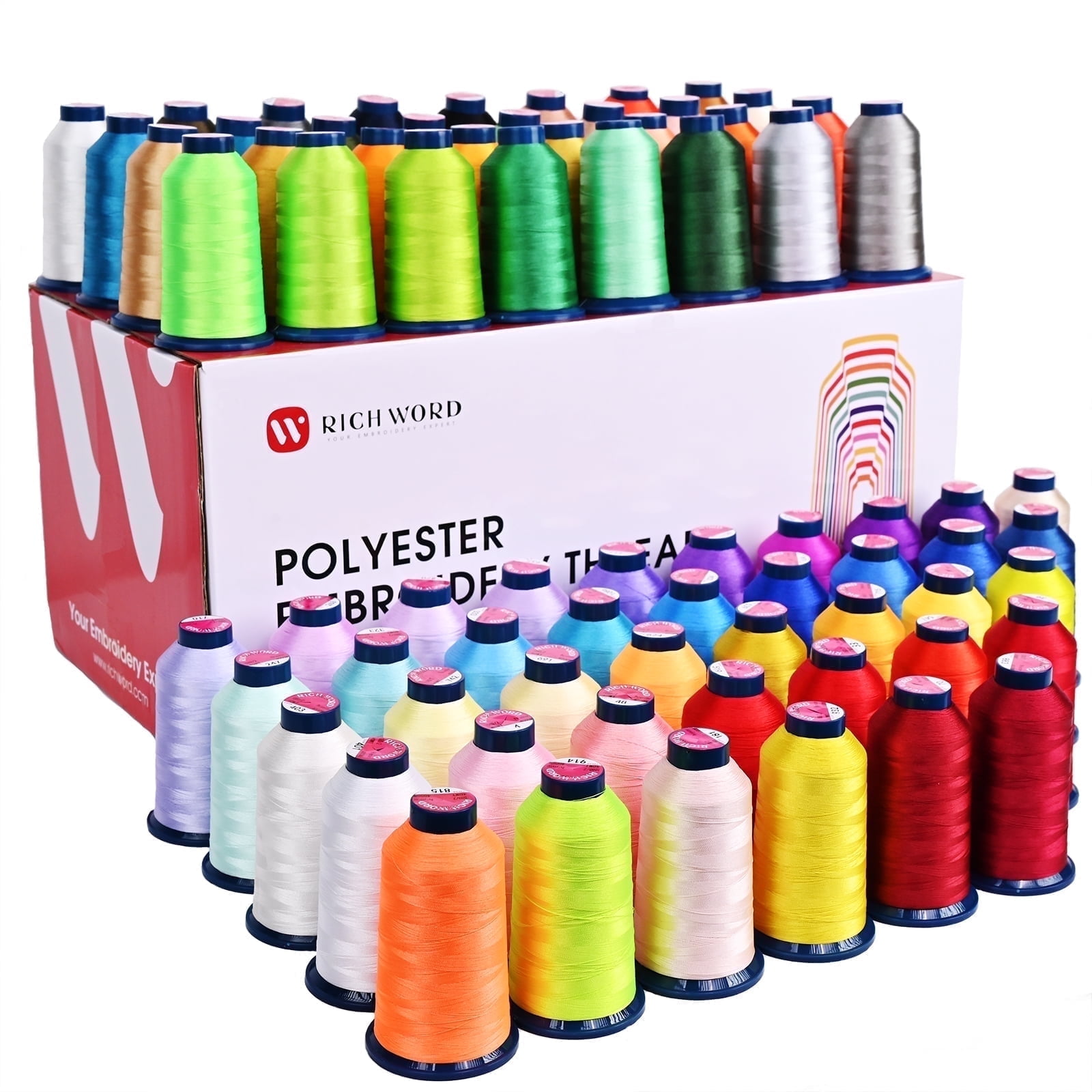 RICHWORD 100-Color Polyester Embroidery Thread, 4374 Yds, 40WT, 100 ...