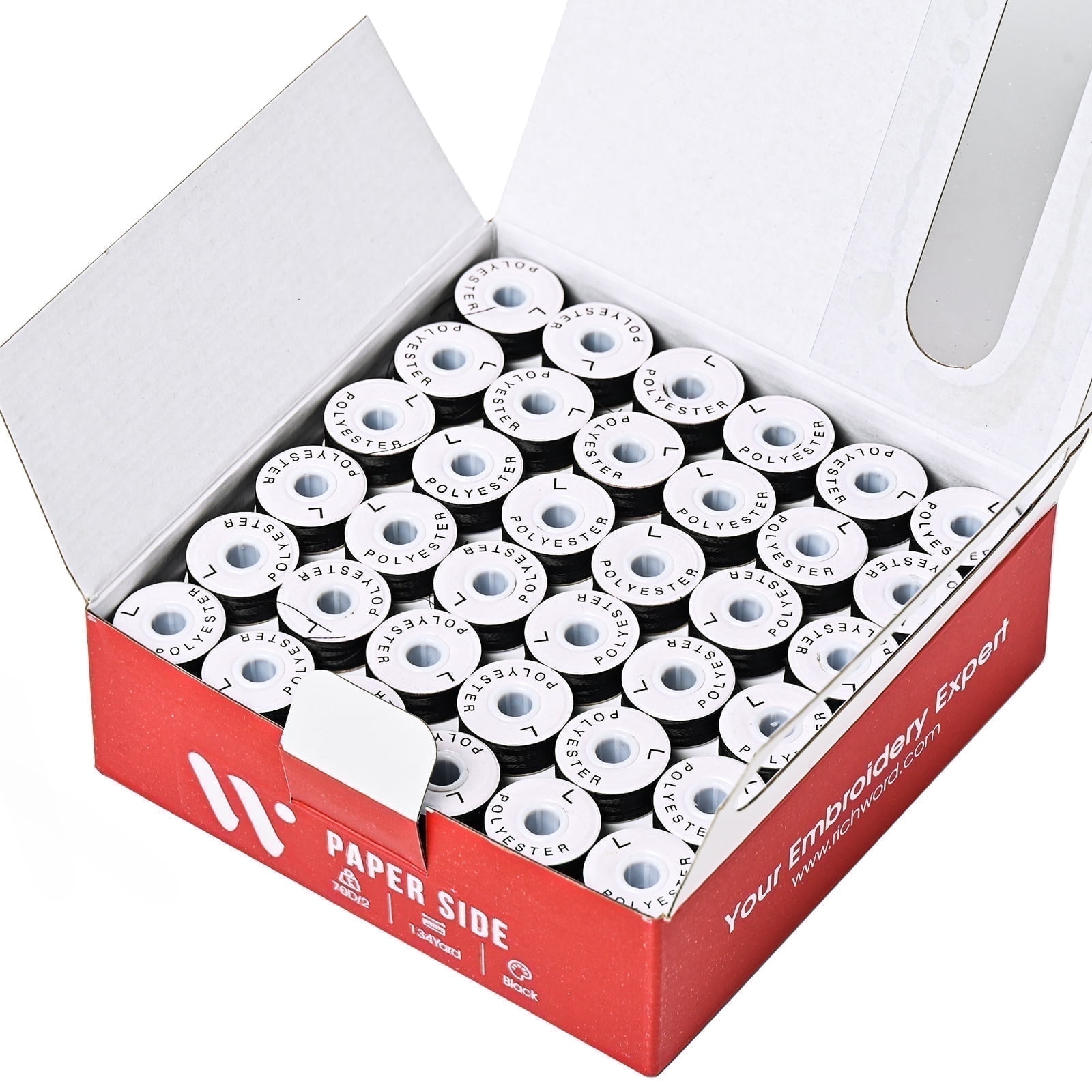 RICHWORD Prewound Bobbins Black Cardboard Sided 144pcs Size L(SA155 ...