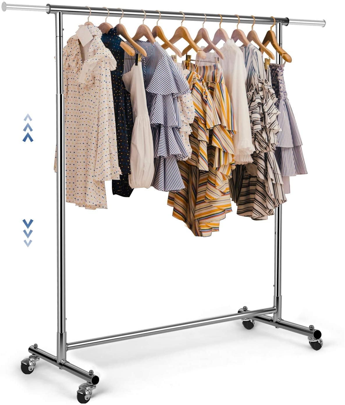 Richya 100lbs Heavy Duty Adjustable Rolling Clothes Rack ,Garment Rack ...