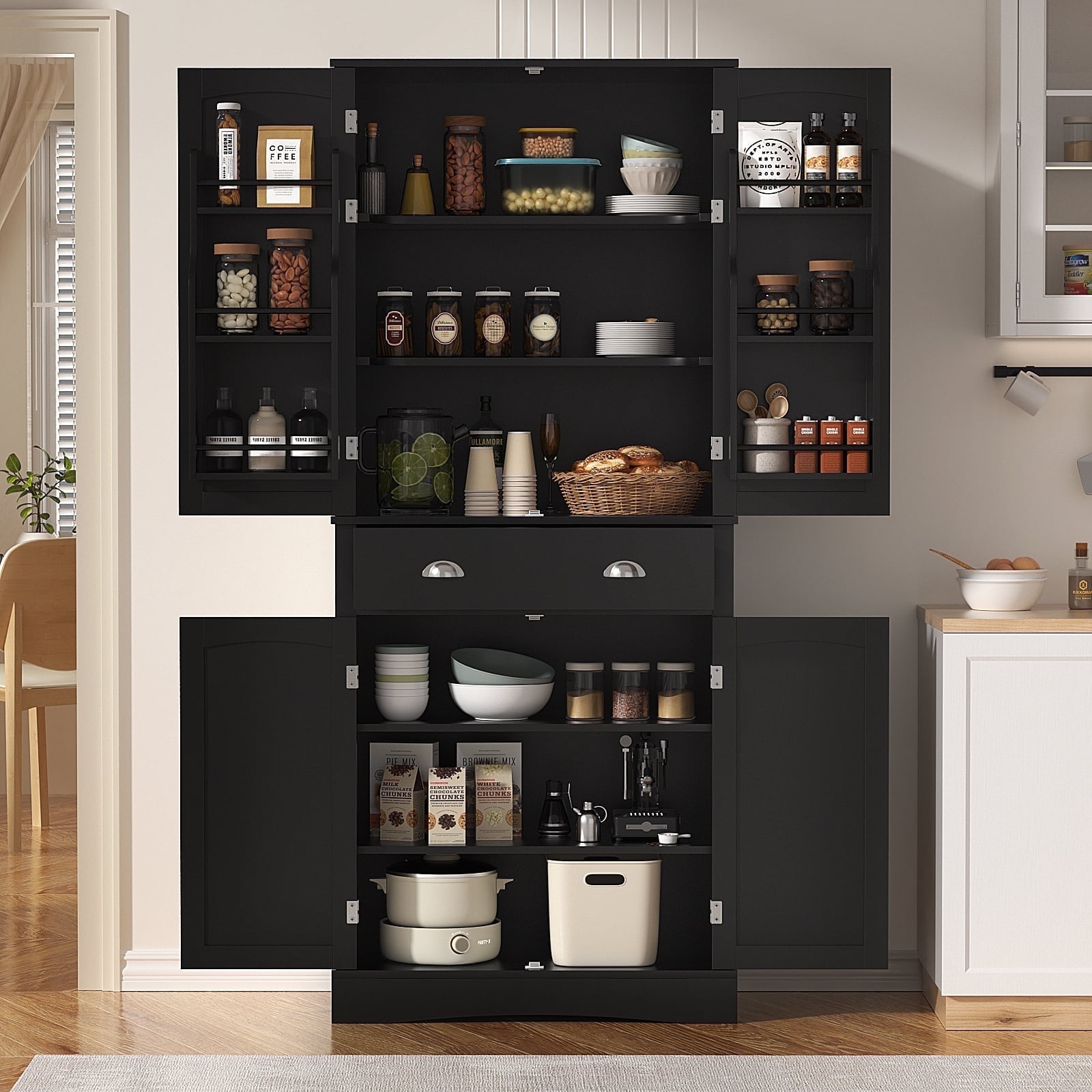 Richya 71" Tall Kitchen Food Pantry Cabinet with Drawer and Adjustable ...