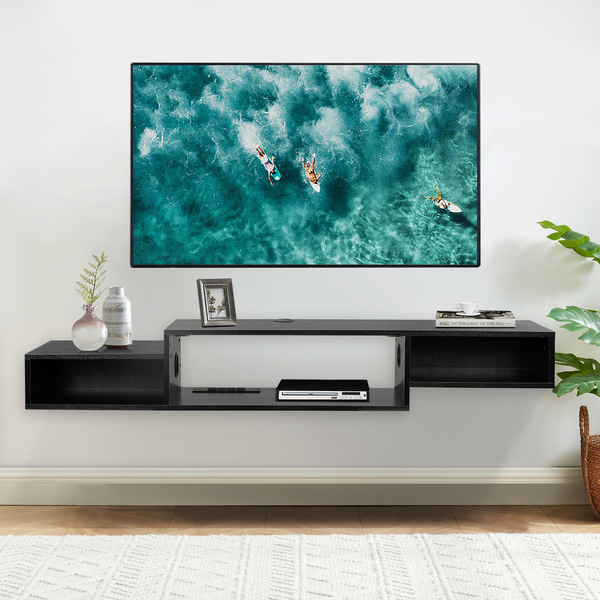 FITUEYES Floating Wall Mounted TV Console Storage Shelf Modern TV Stand ...