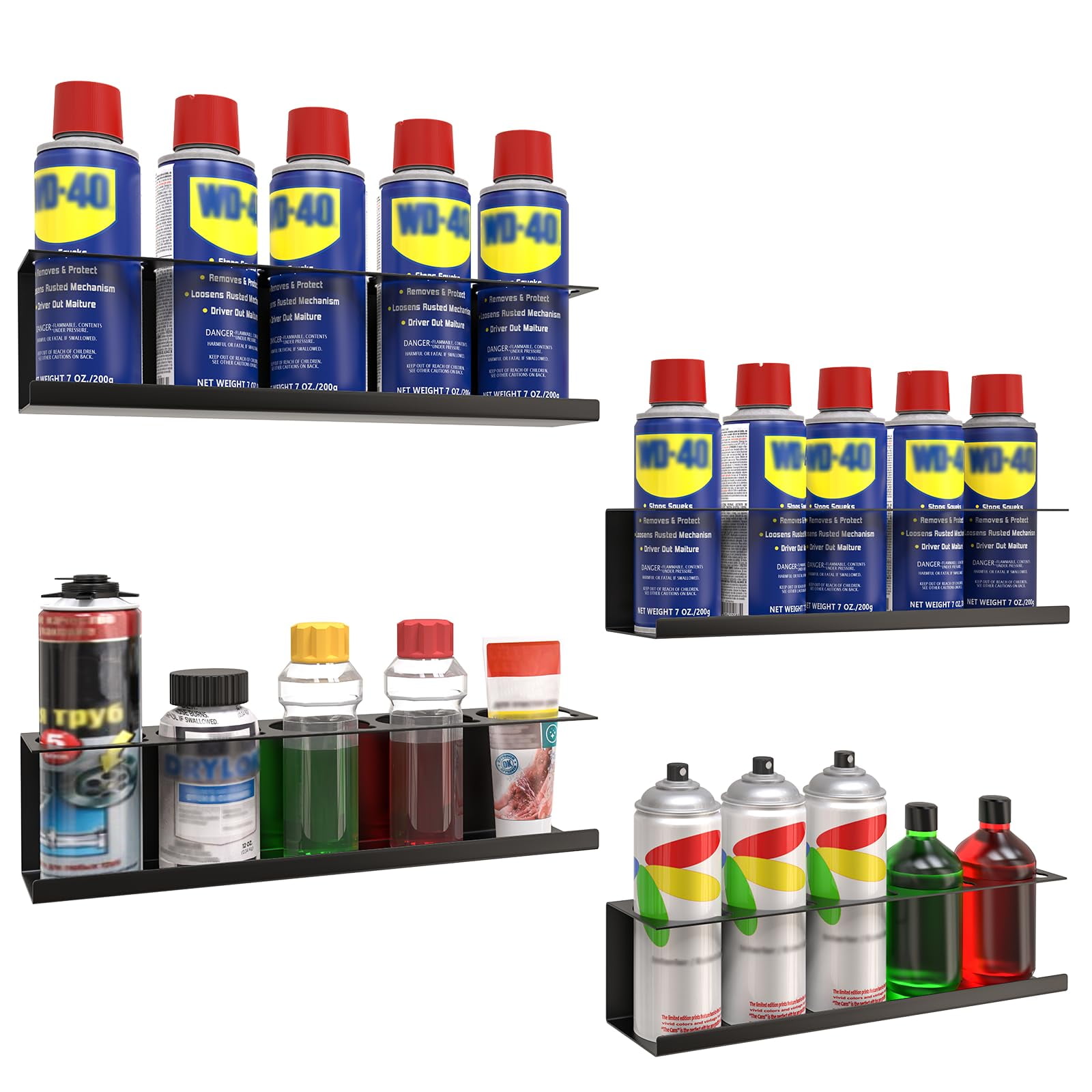 Riciakik 4 Pack Wall-Mounted Bottle Holder, Aerosol Can Holder Storage ...