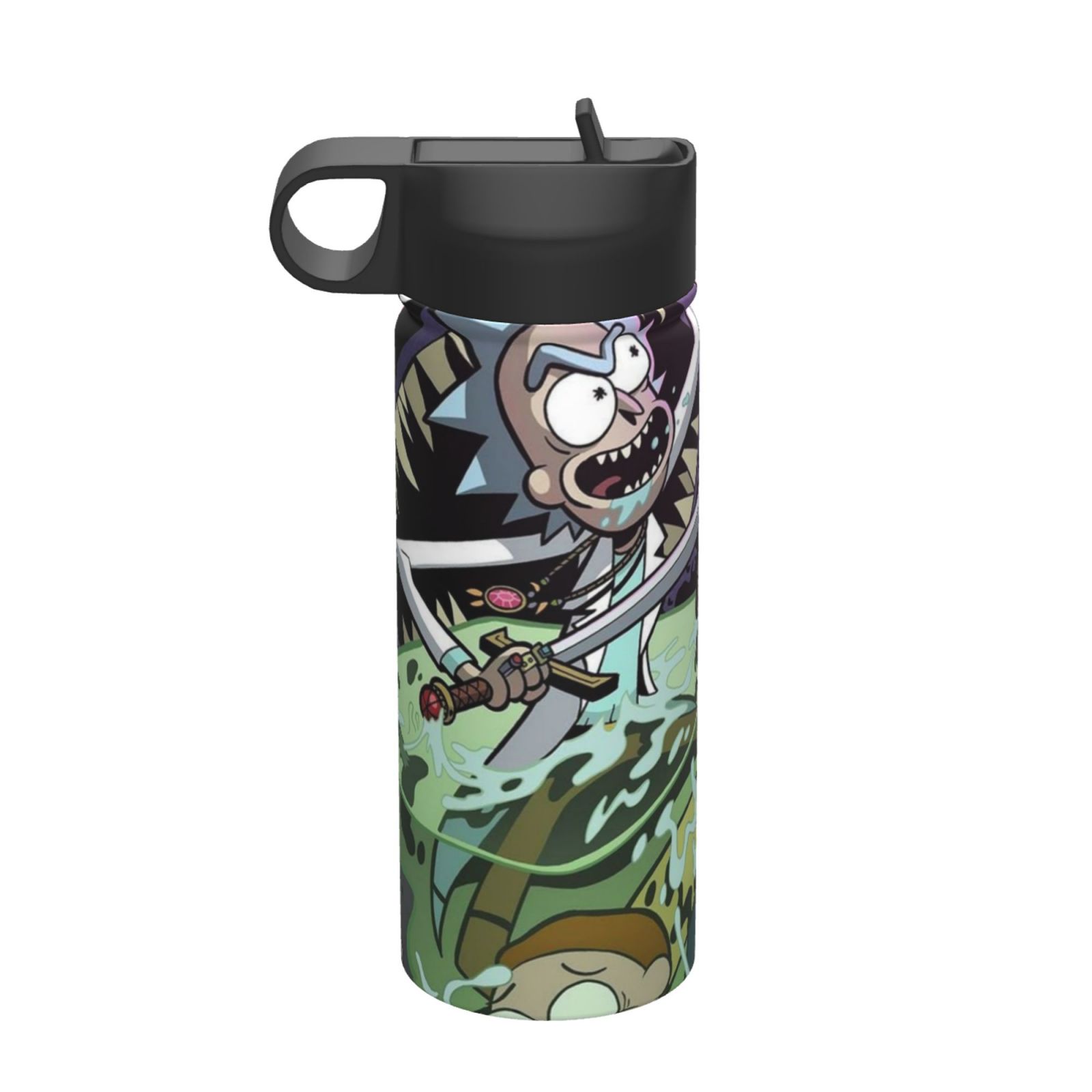 Rick And Morty 18oz Insulated Water Bottle With Handle, Stainless Steel ...