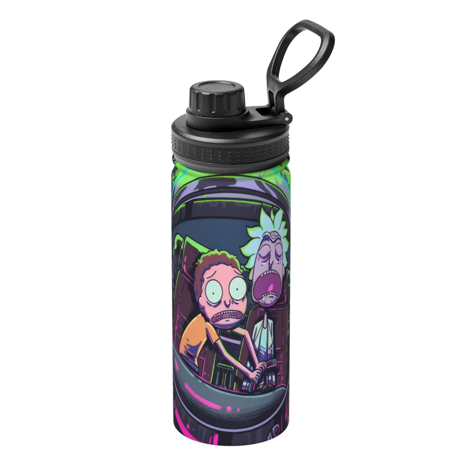 Rick And Morty 18oz Insulated Water Bottle With Handle, Stainless Steel ...