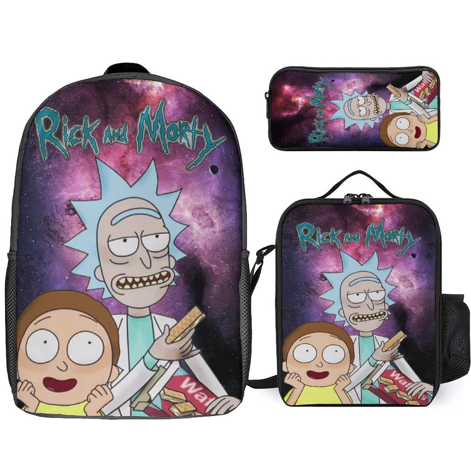 Rick And Morty 3 Piece Backpack Set With Lunch Box And Pencil Case ...