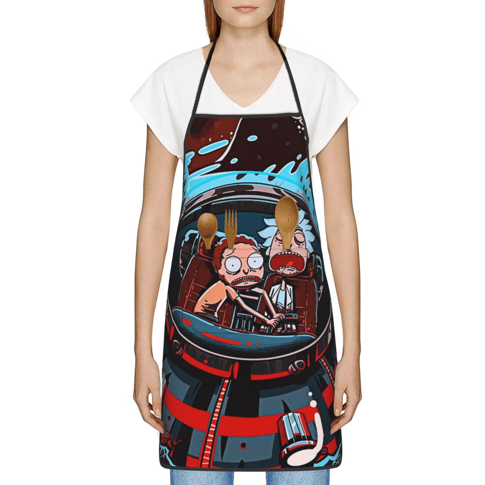 Rick And Morty Bib Apron With Pockets, Cooking Kitchen Chef Apron For ...