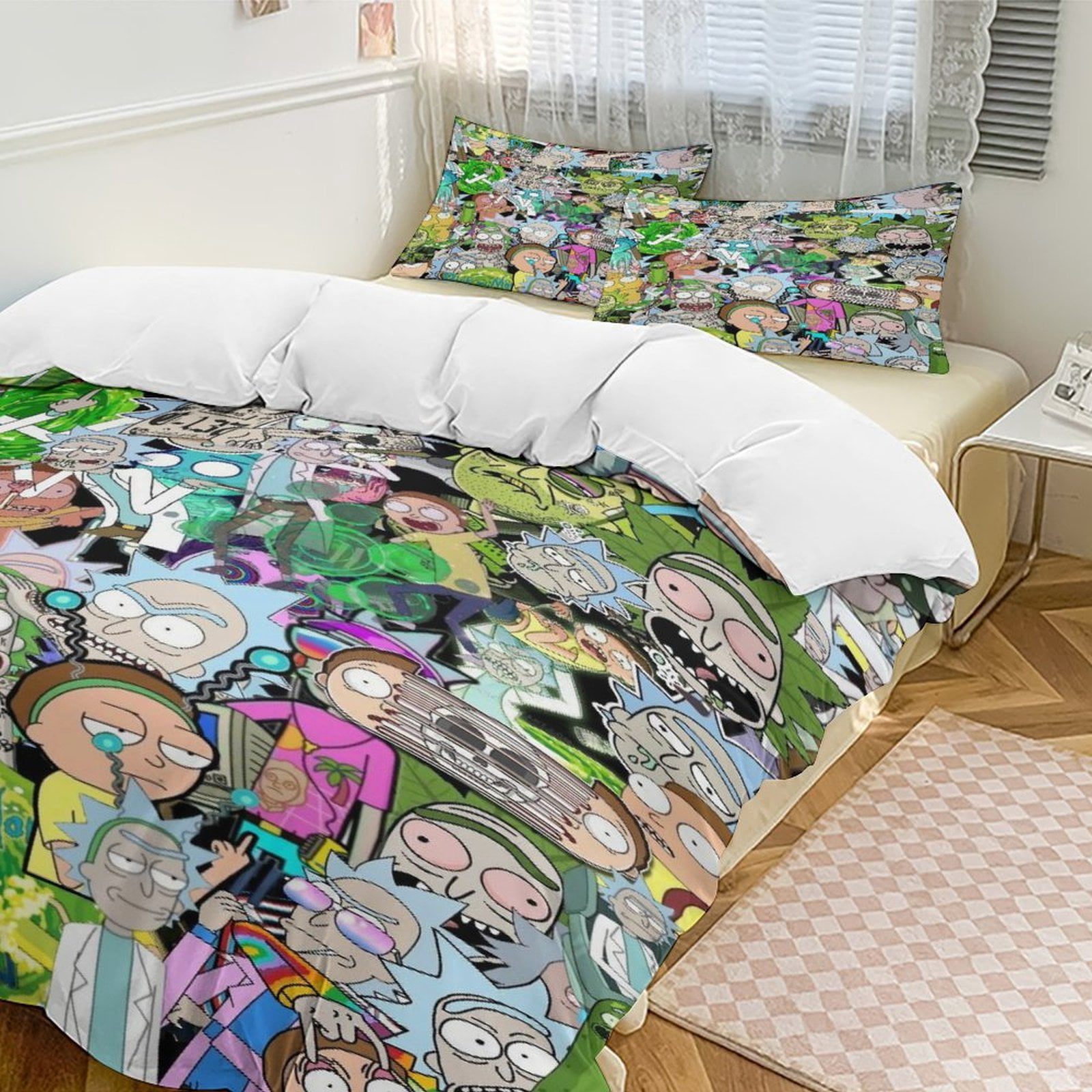 Rick And Morty Cartoon Home Bed 3-piece Set, Polyester Wash Student ...
