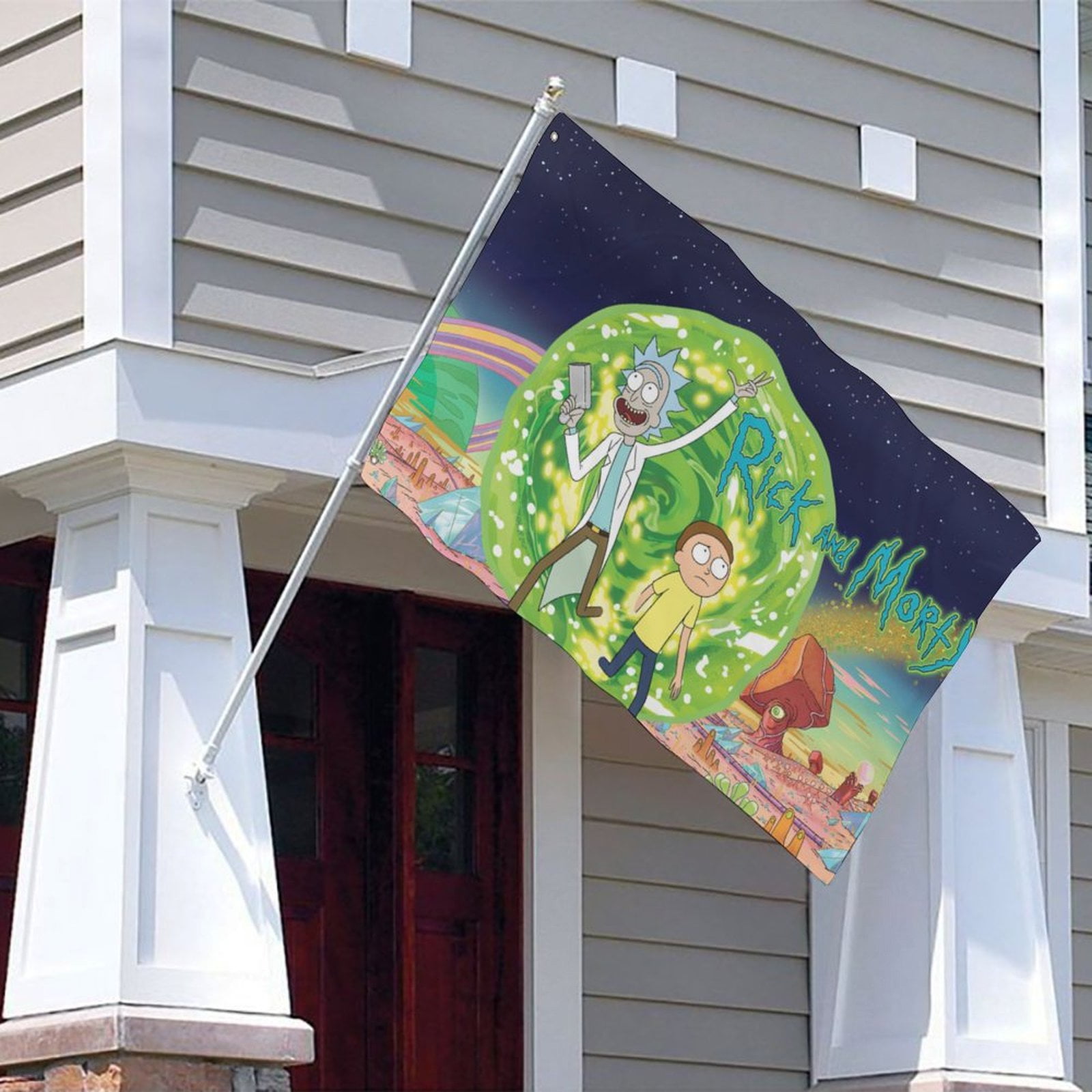 Rick And Morty Garden Banner - Double-Sided House Outdoor Flag for Yard ...