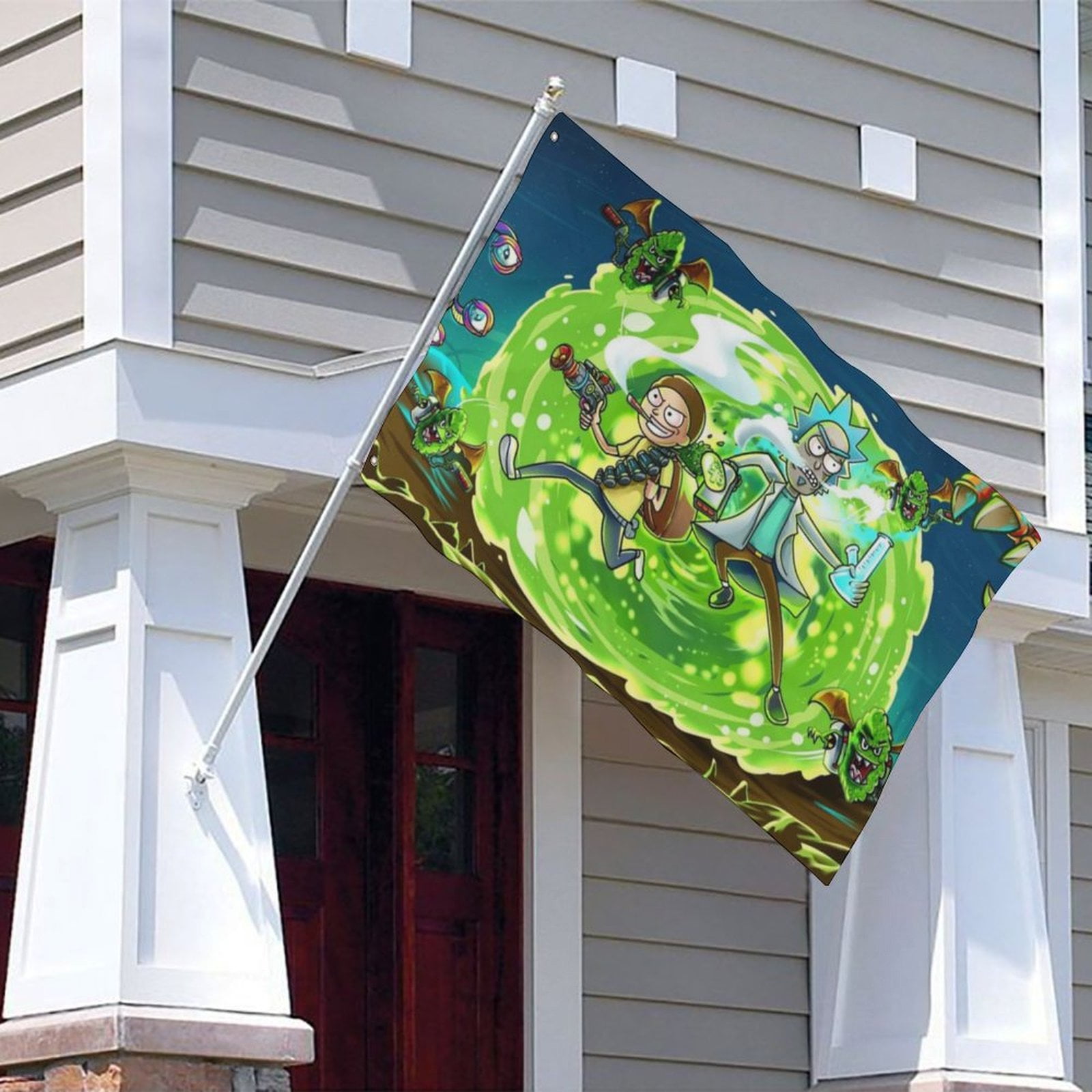 Rick And Morty Garden Banner - Double-Sided House Outdoor Flag for Yard ...