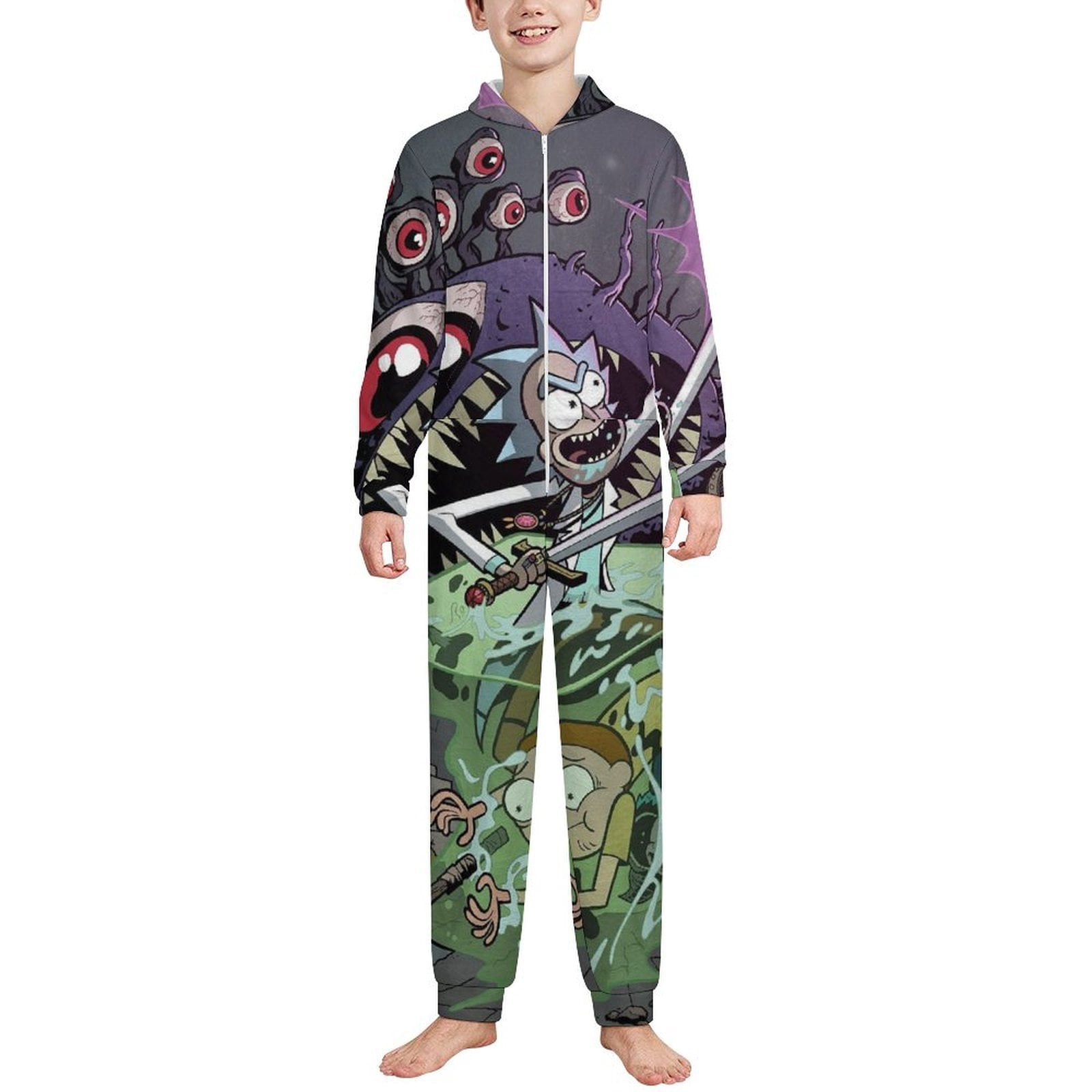 Rick And Morty Kids Hooded Jumpsuit Union Suit Onesie One Piece Blanket ...