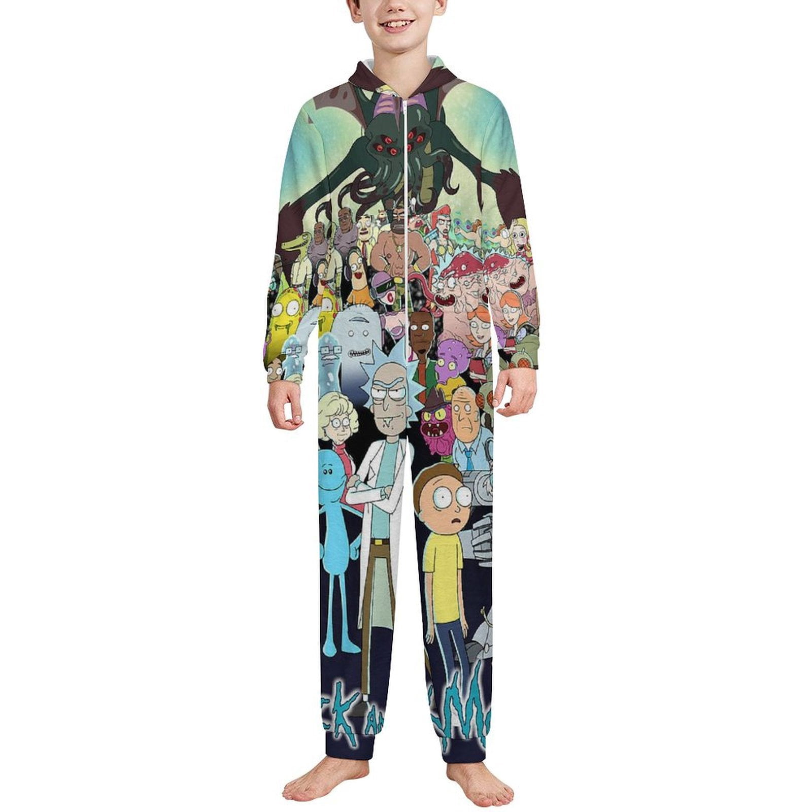 Rick And Morty Kids Hooded Jumpsuit Union Suit Onesie One Piece Blanket ...