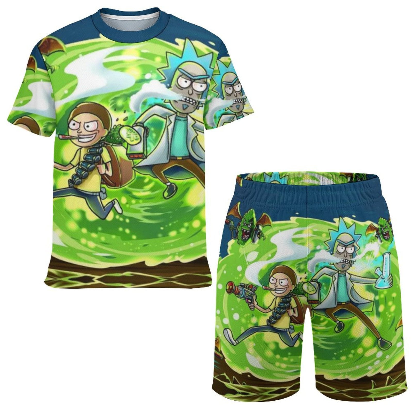 Rick And Morty Kids Short Sleeve Mesh T-Shirt And Shorts Outfit Set ...
