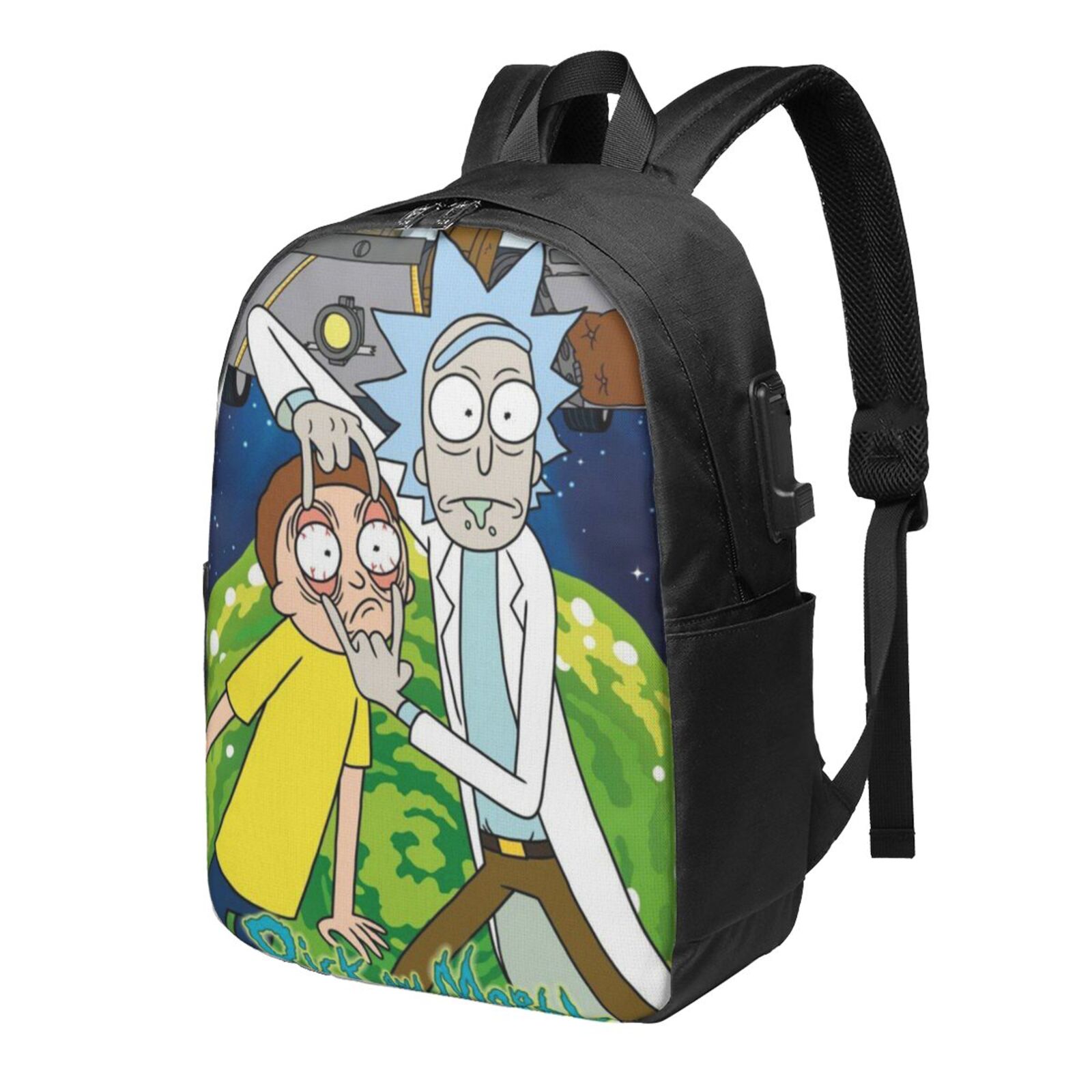 Rick And Morty Laptop Backpack With Usb Charging Port 17 Inch Daypack ...