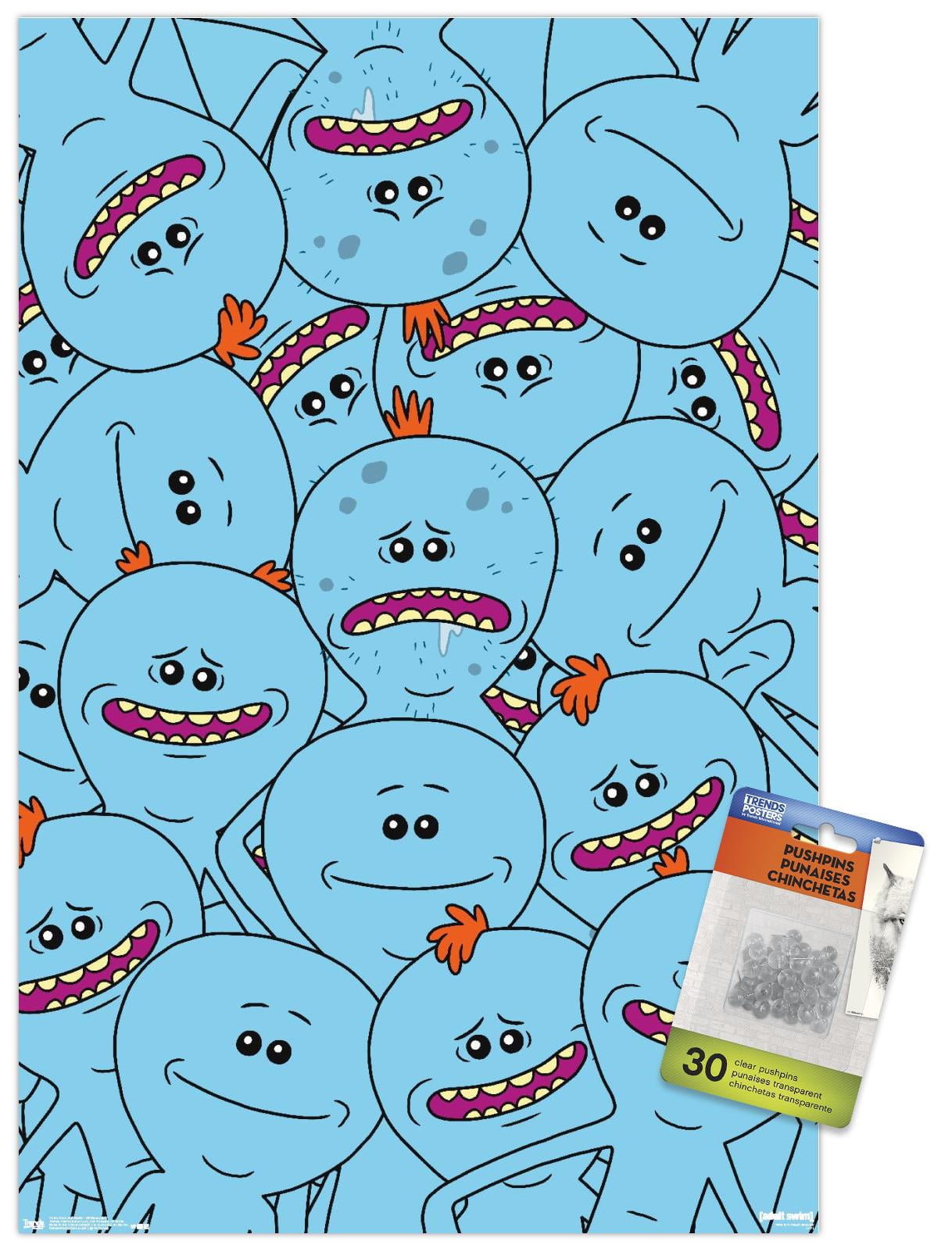 Rick And Morty - Mr. Meeseeks Wall Poster with Push Pins, 14.725" x 22. ...