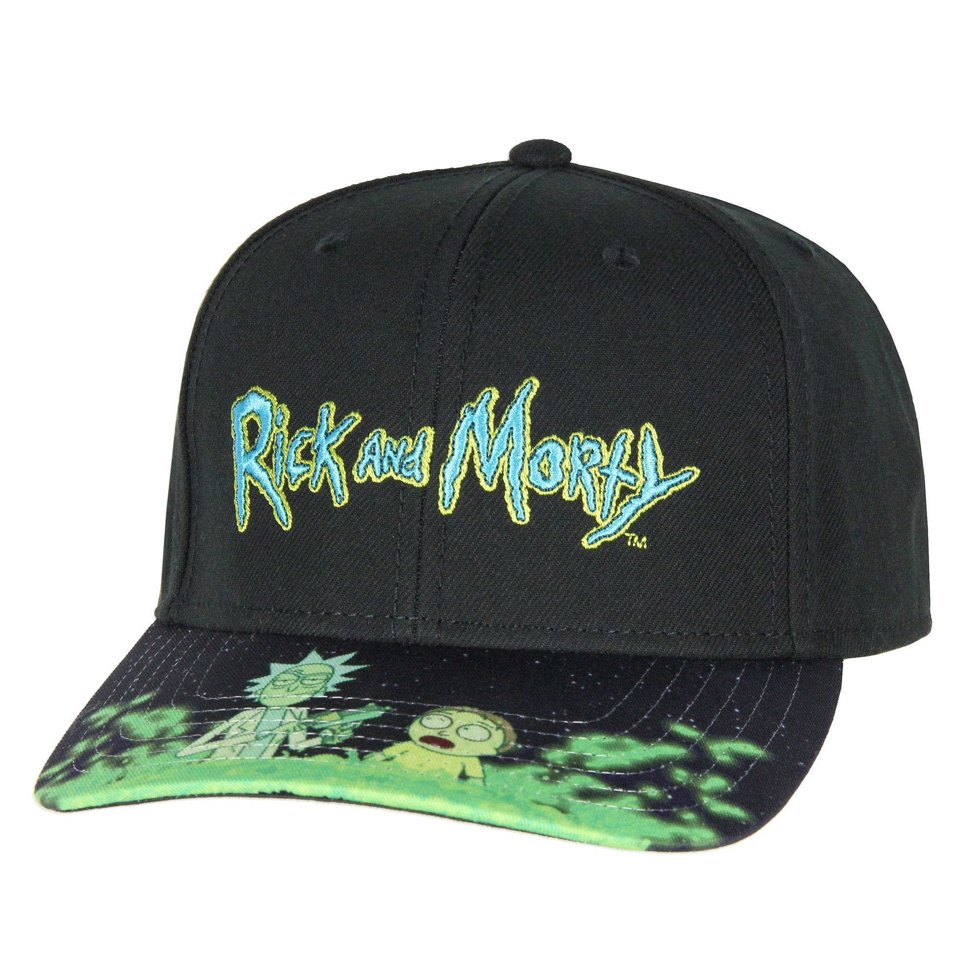 Rick And Morty Portal Time Pre-Curved Bill Adjustable Snapback Hat Cap ...