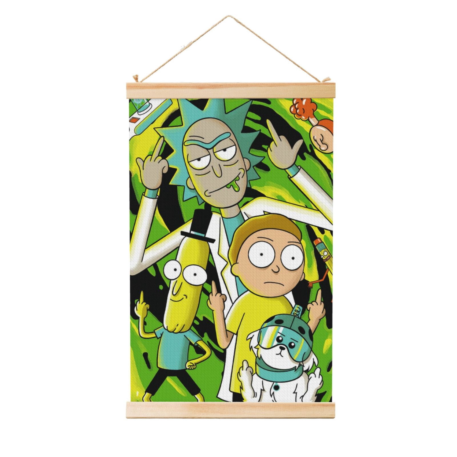 Rick And Morty Poster Aesthetic Canvas Wooden Shaft Wall Art Hanging ...