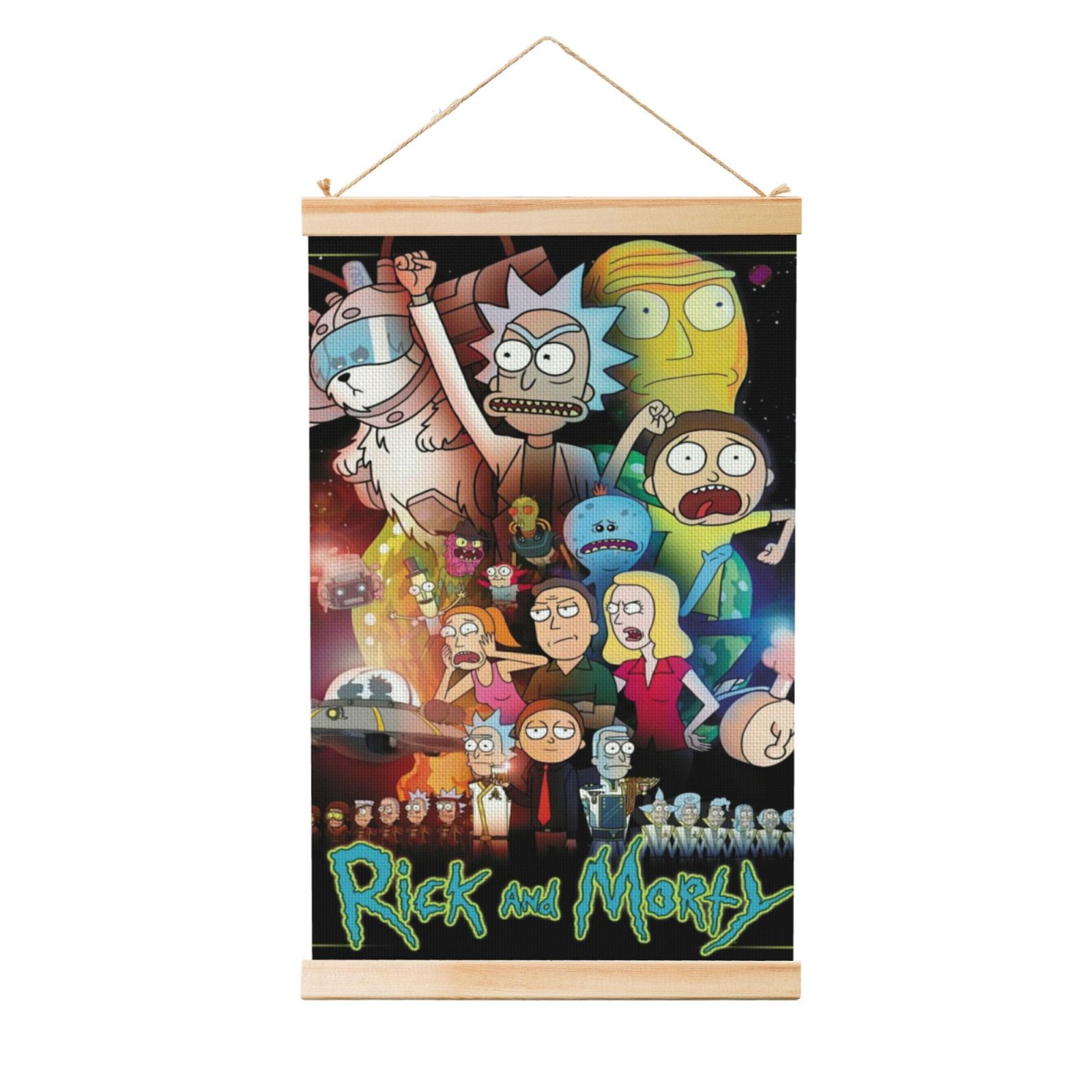 Rick And Morty Poster Aesthetic Canvas Wooden Shaft Wall Art Hanging ...