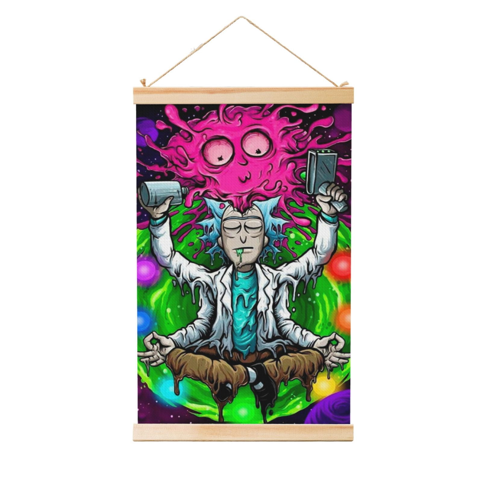 Rick And Morty Poster Aesthetic Canvas Wooden Shaft Wall Art Hanging ...