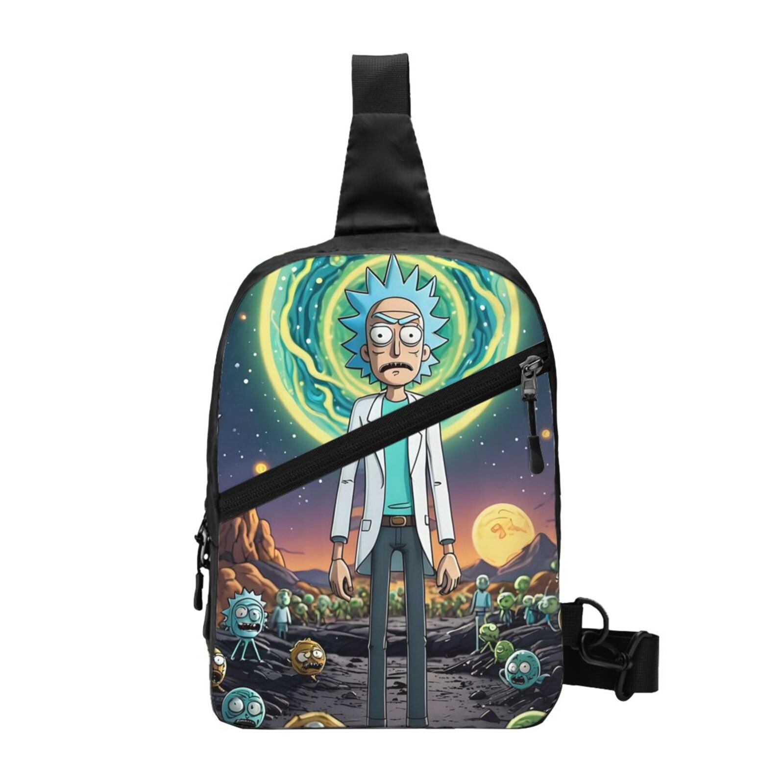 Rick And Morty Sling Crossbody Backpack Shoulder Bag Chest Bag Daypack ...
