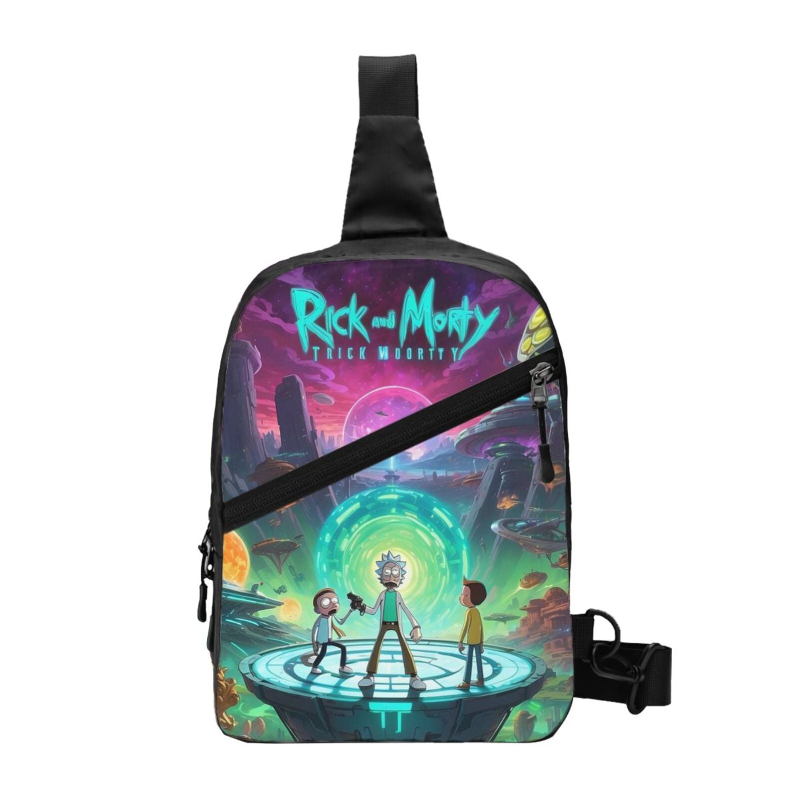 Rick And Morty Sling Crossbody Backpack Shoulder Bag Chest Bag Daypack ...
