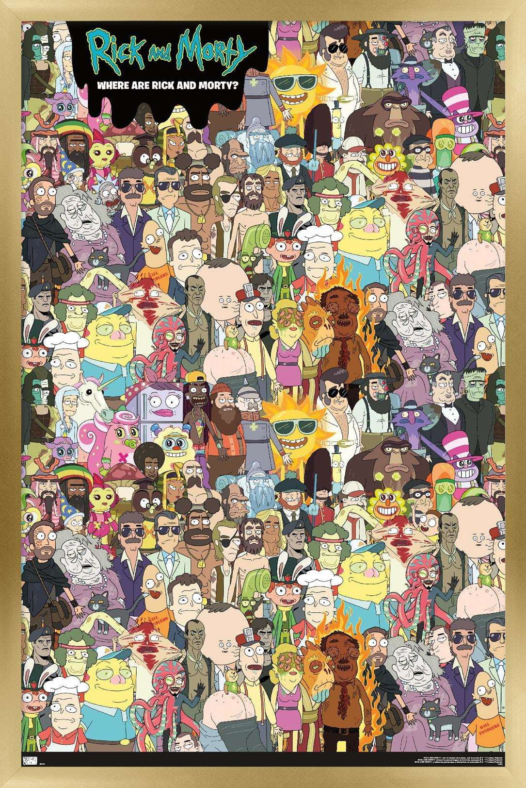 Rick And Morty - Where's Rick? Wall Poster, 14.725" x 22.375", Framed ...