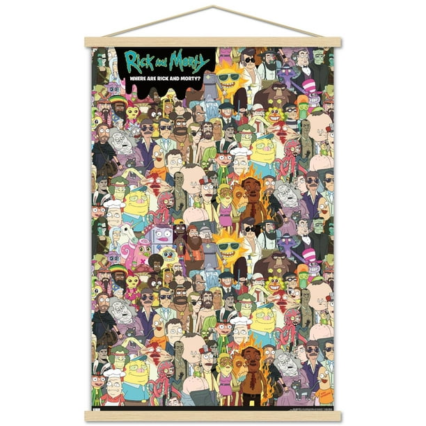 Rick And Morty - Where's Rick? Wall Poster with Wooden Magnetic Frame ...