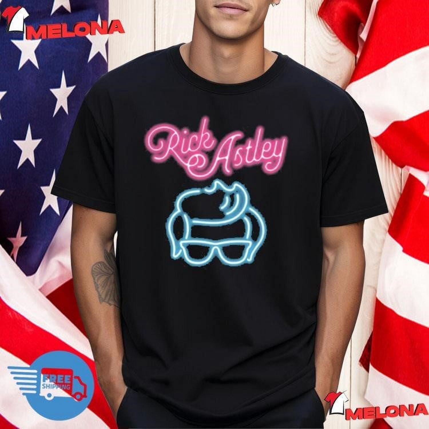 Rick Astley Neon Sign T-shirt - Walmart.com