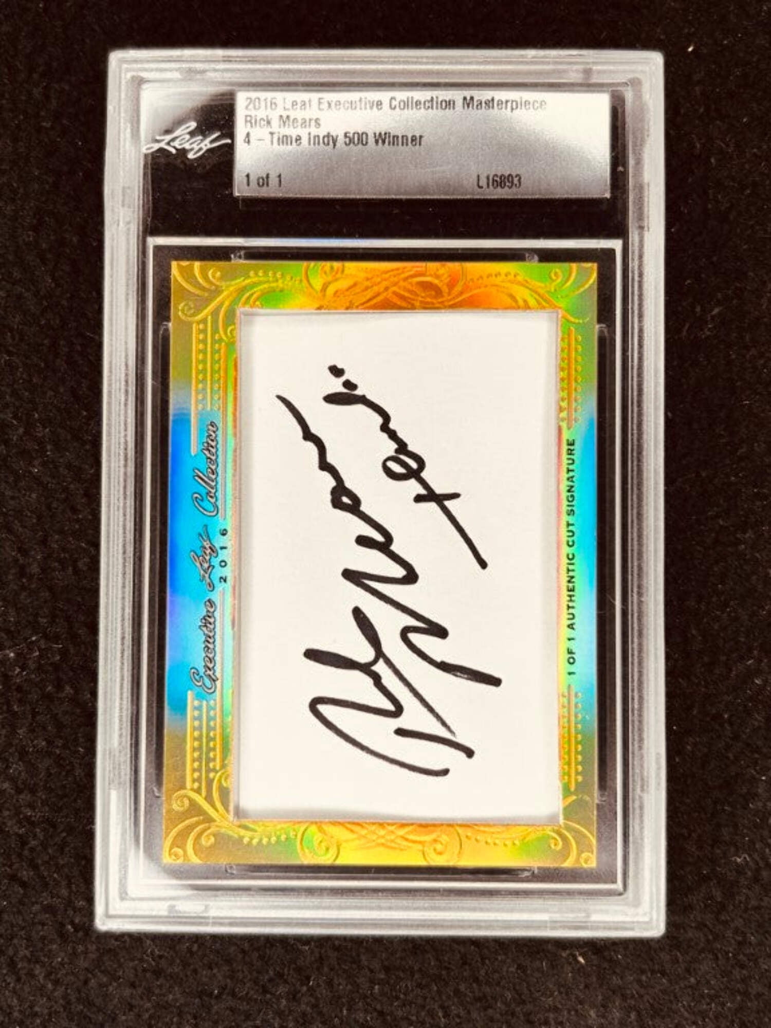 Rick Mears 2016 Leaf Masterpiece Cut Signature certified autograph ...