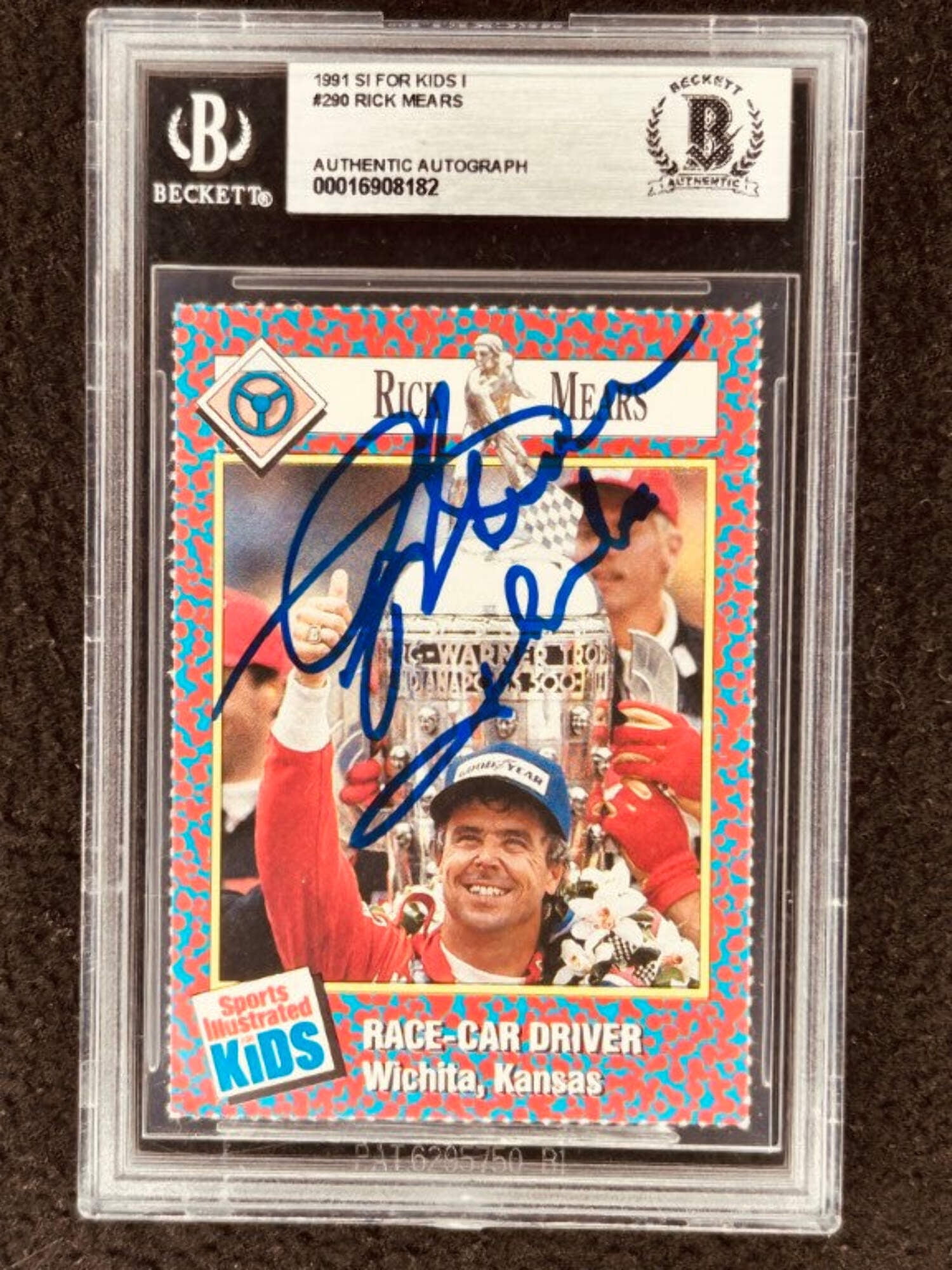 Rick Mears autographed 1991 Sports Illustrated for Kids racing card BAS ...