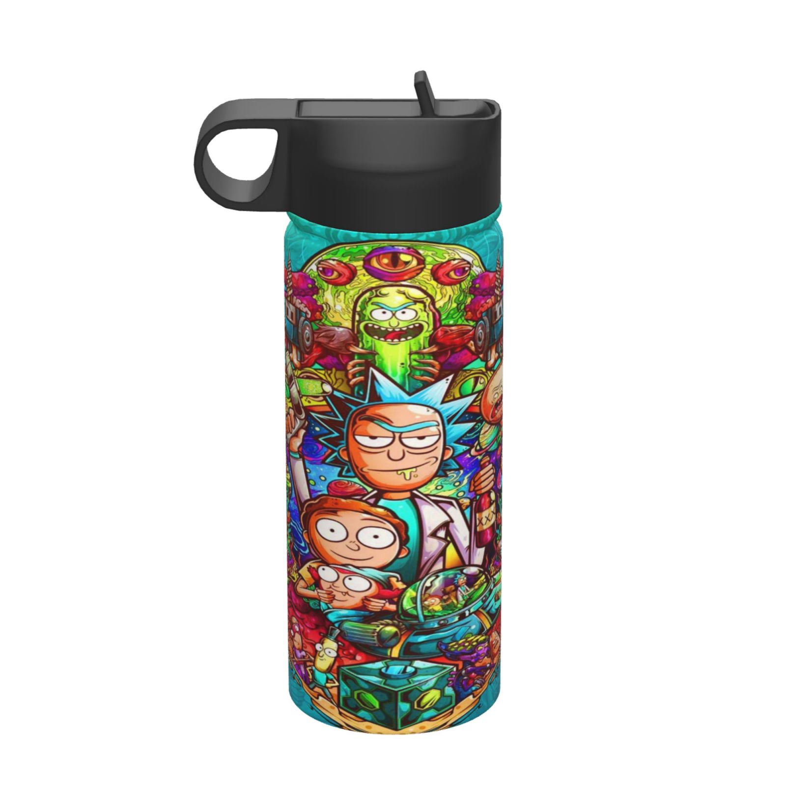 Rick and Mor-t Insulated Water Bottle with Straw Stainless Steel Vacuum ...