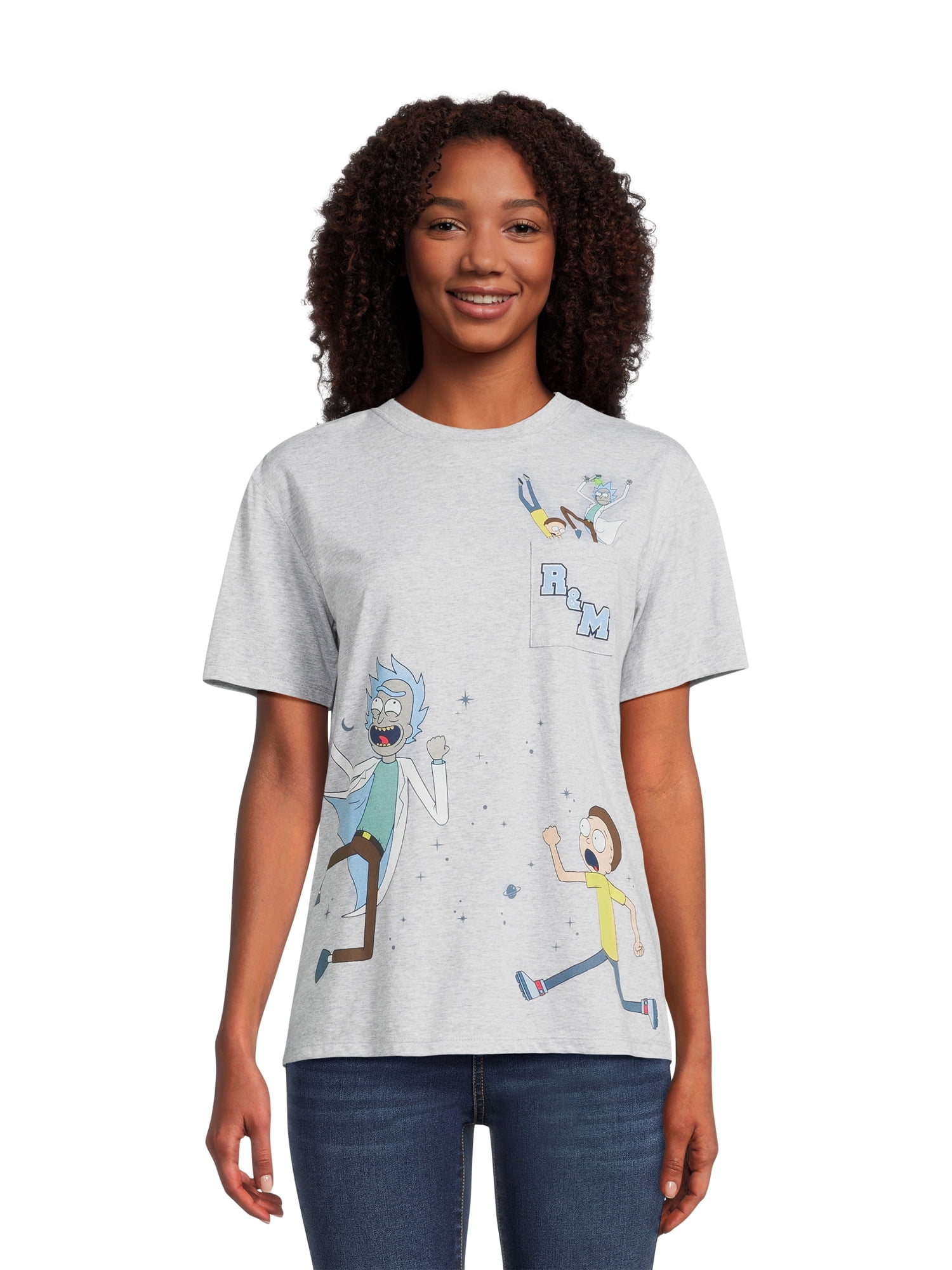 Rick & Morty Juniors Graphic Pocket Tee with Short Sleeves, Sizes XS ...