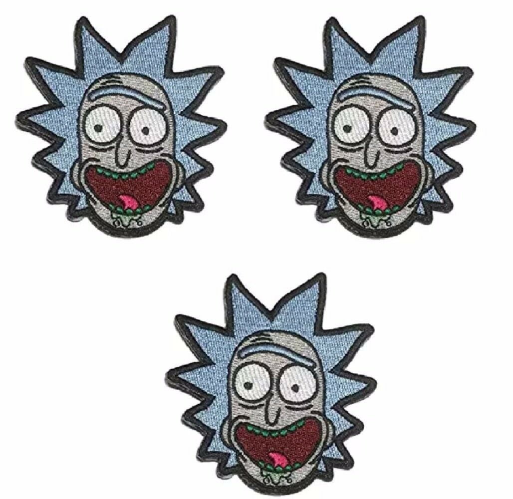 Rick & Morty Rick Character Head Embroidered Iron On Patch Set of 3 ...