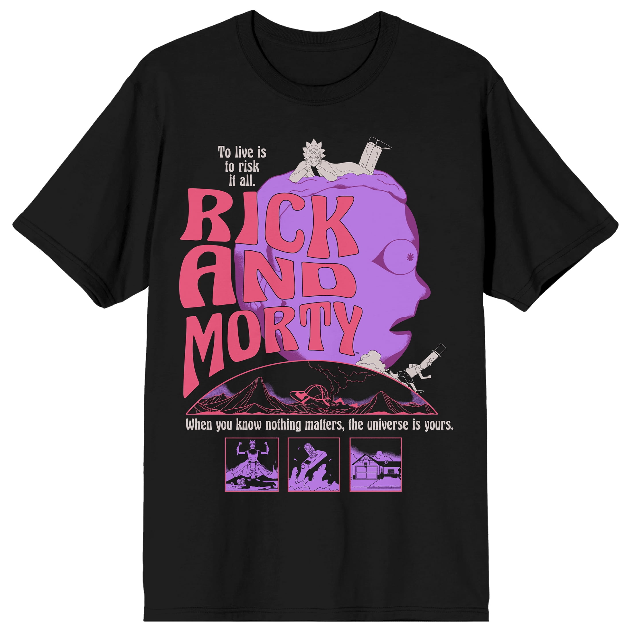 Rick & Morty Skull Assets Crew Neck Short Sleeve Men's Black T-shirt-XL ...