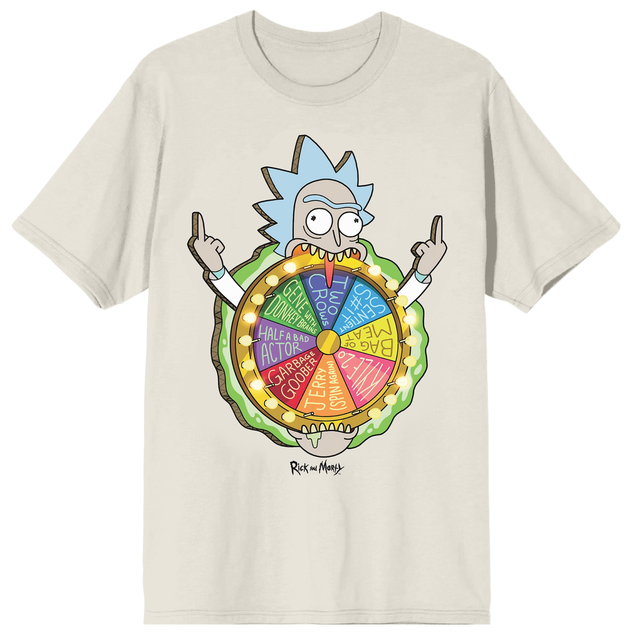 Rick & Morty Spin The Wheel Crew Neck Short Sleeve Tofu Men's T-shirt ...