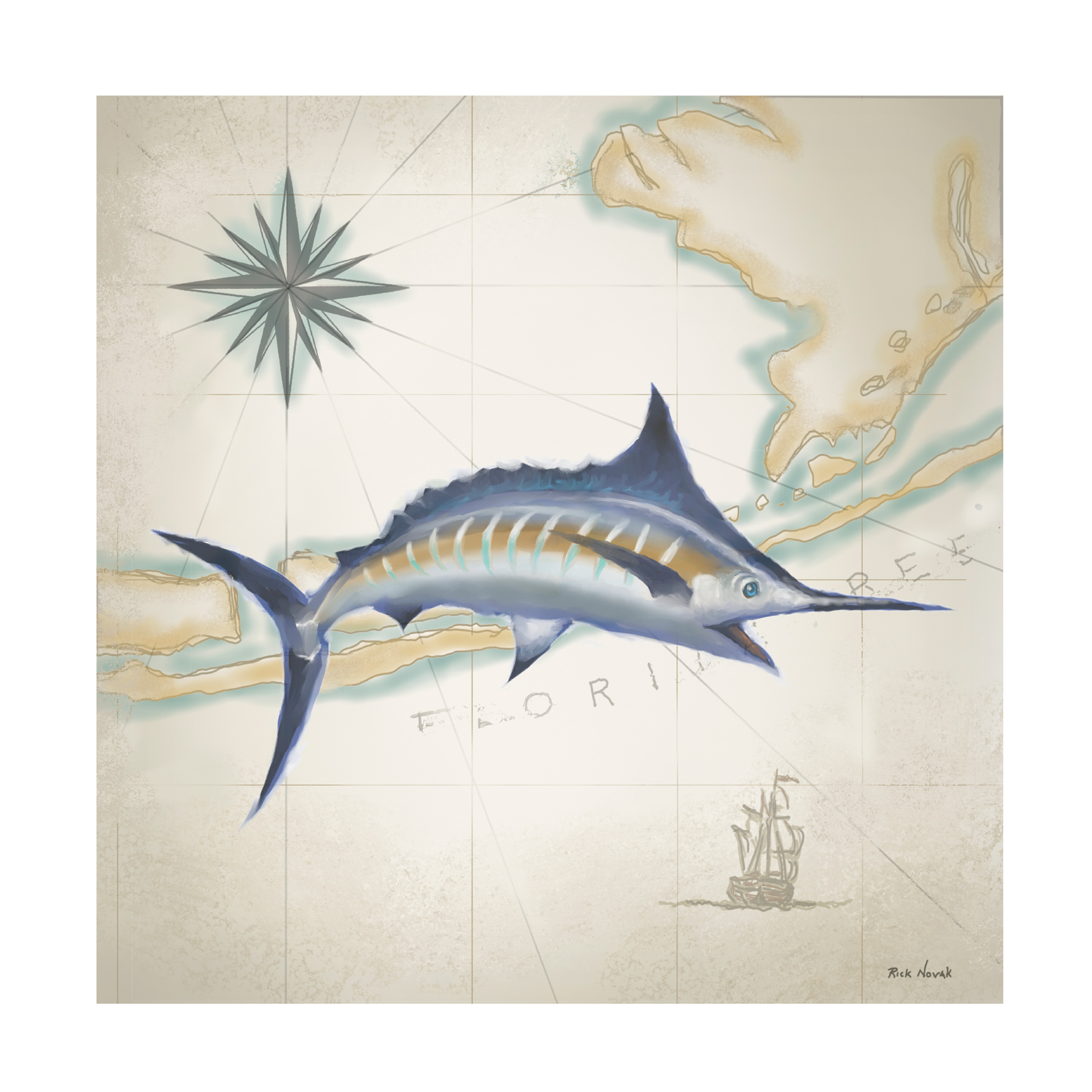 Rick Novak 'Sailfish Map I' Canvas Art - Walmart.com