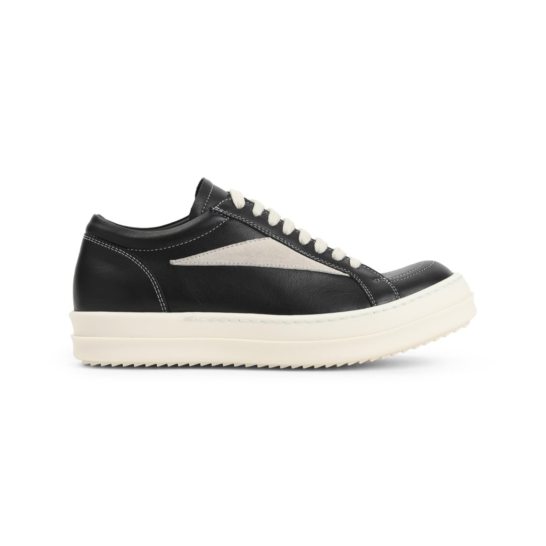 Rick Owens Vintage Black Leather Sneakers With Suede Inserts Black ...