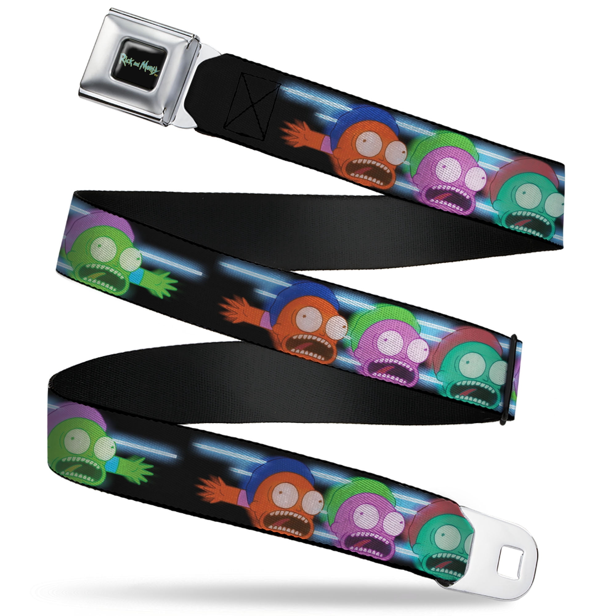 Rick and Morty Belt, Seatbelt Buckle Belt, Morty Screaming Face Black ...