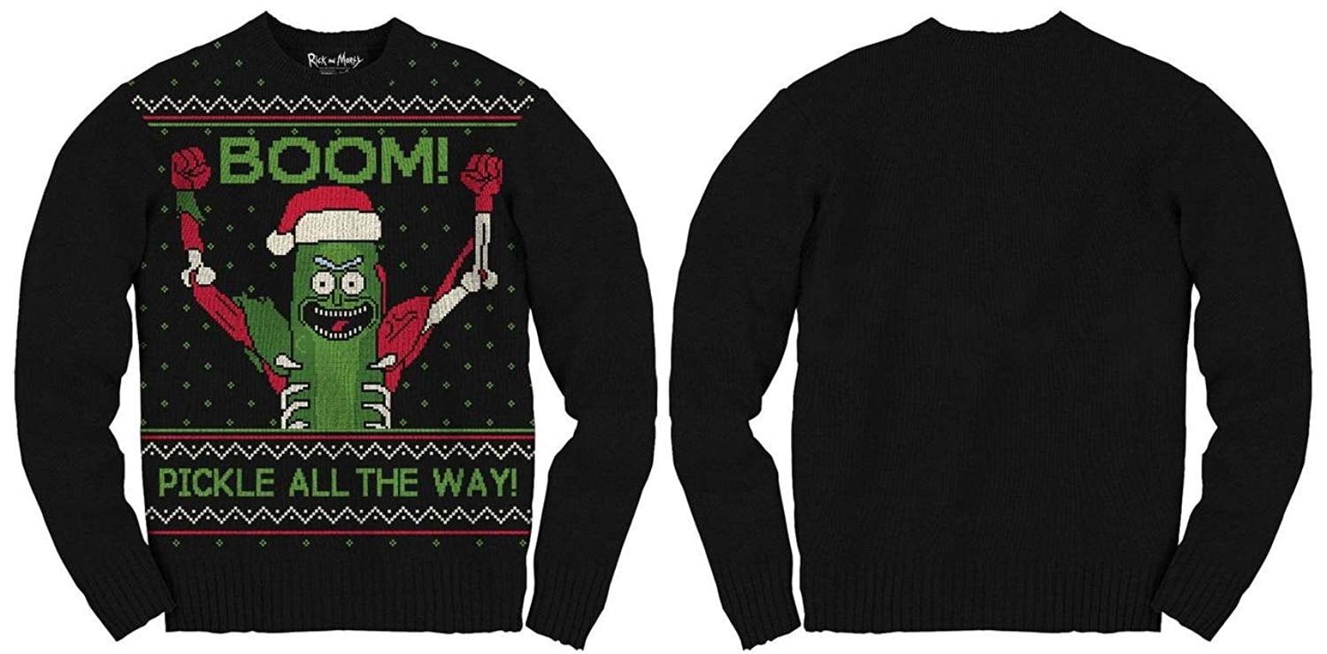 Rick and Morty Boom Pickle Rick Adult Sweater Black - Walmart.com